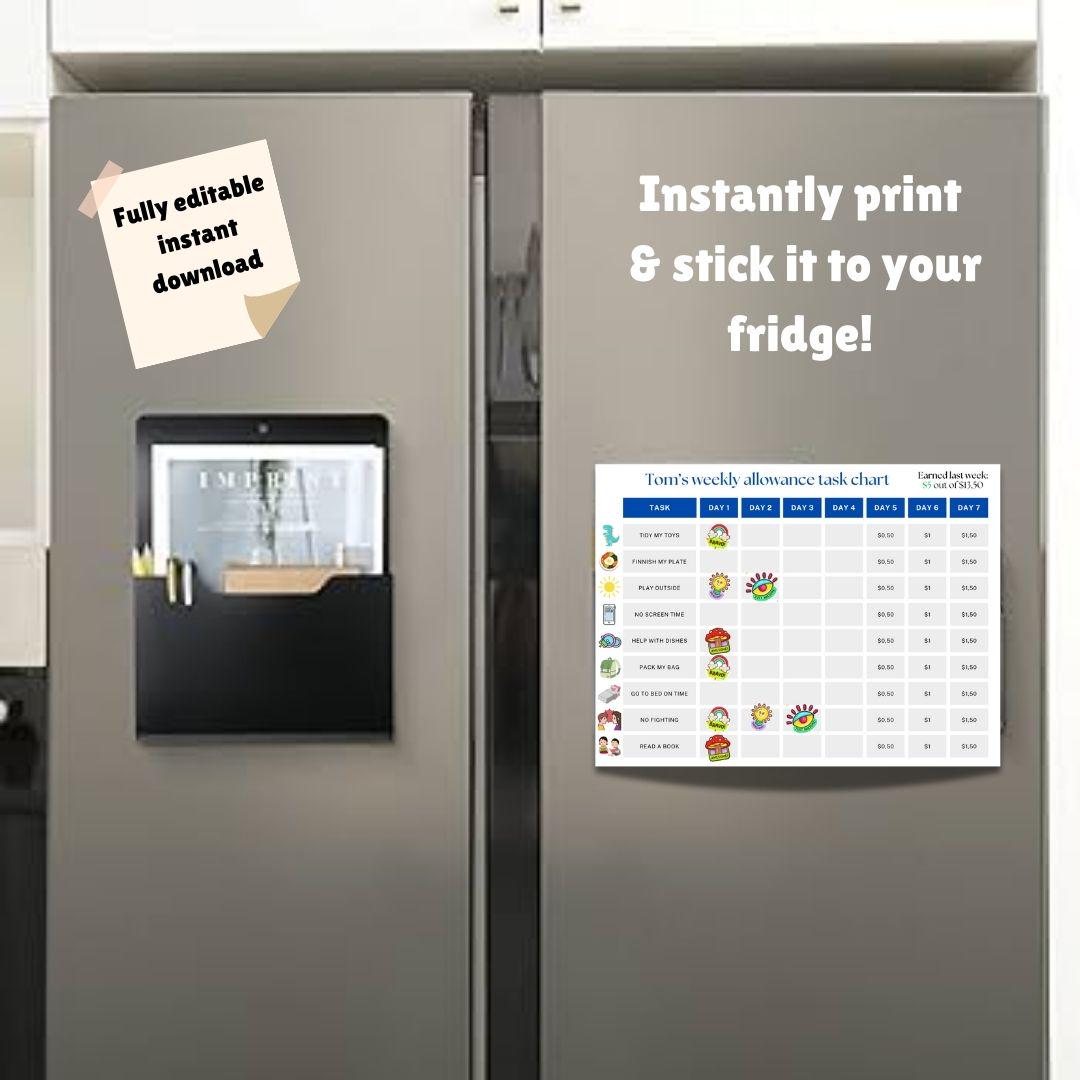 Editable Weekly Allowance Reward Chart With Stickers – Fun Chore ...