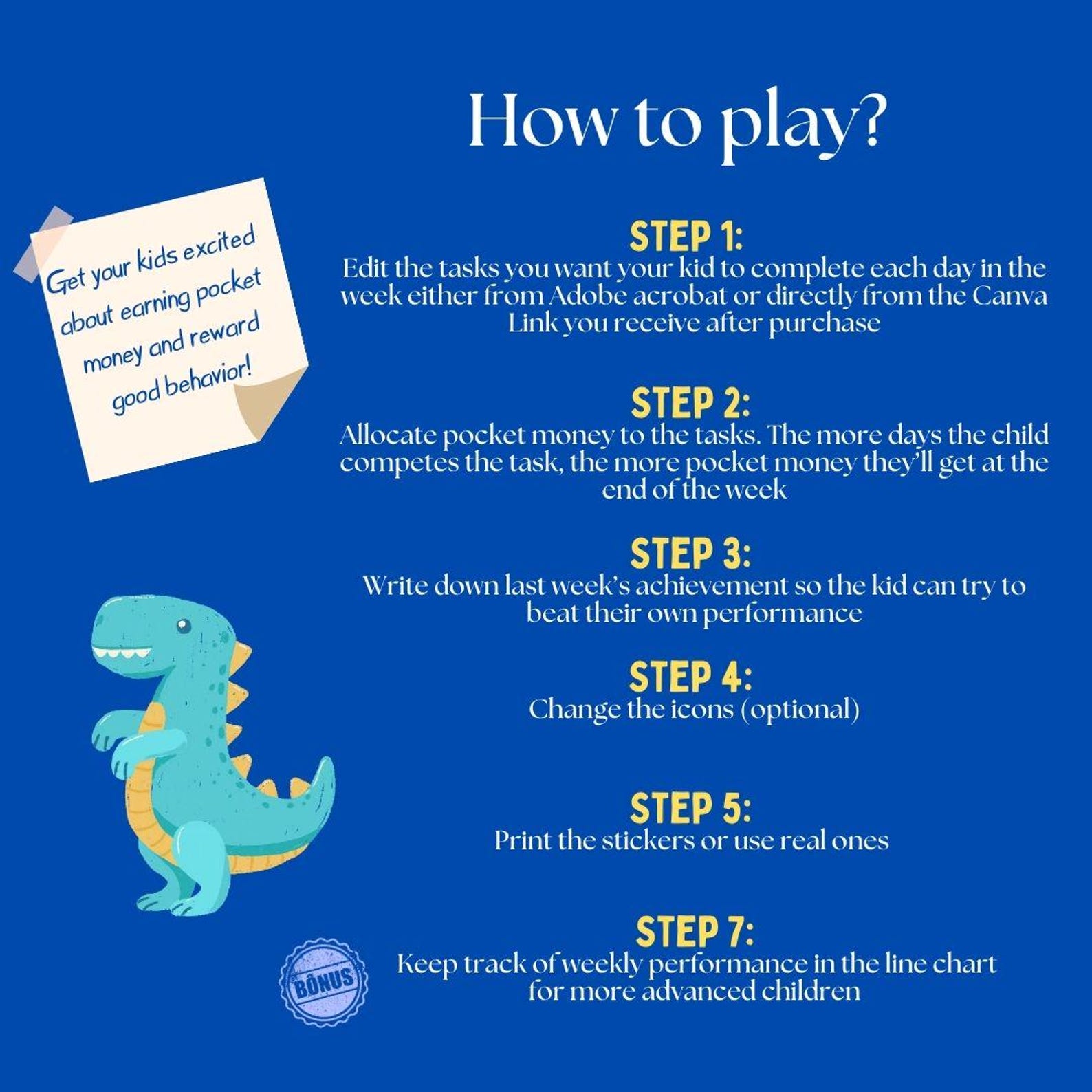 Editable Weekly Allowance Reward Chart With Stickers – Fun Chore ...