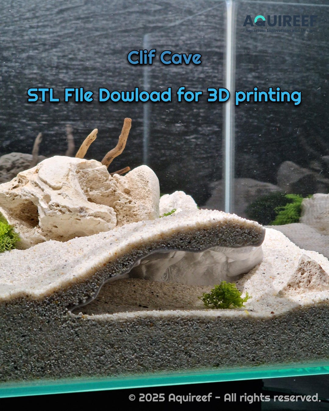 Aquarium Terrarium Cliff Cave STL - Rugged Rock Shelter for Fish ...