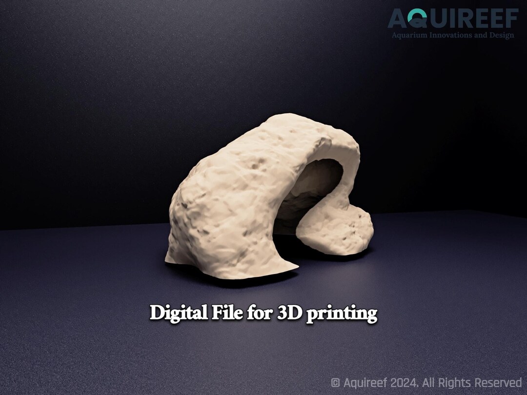 Rocky 1, 3D Printable Aquarium Cave Fish Hide, Terrarium Decoration ...