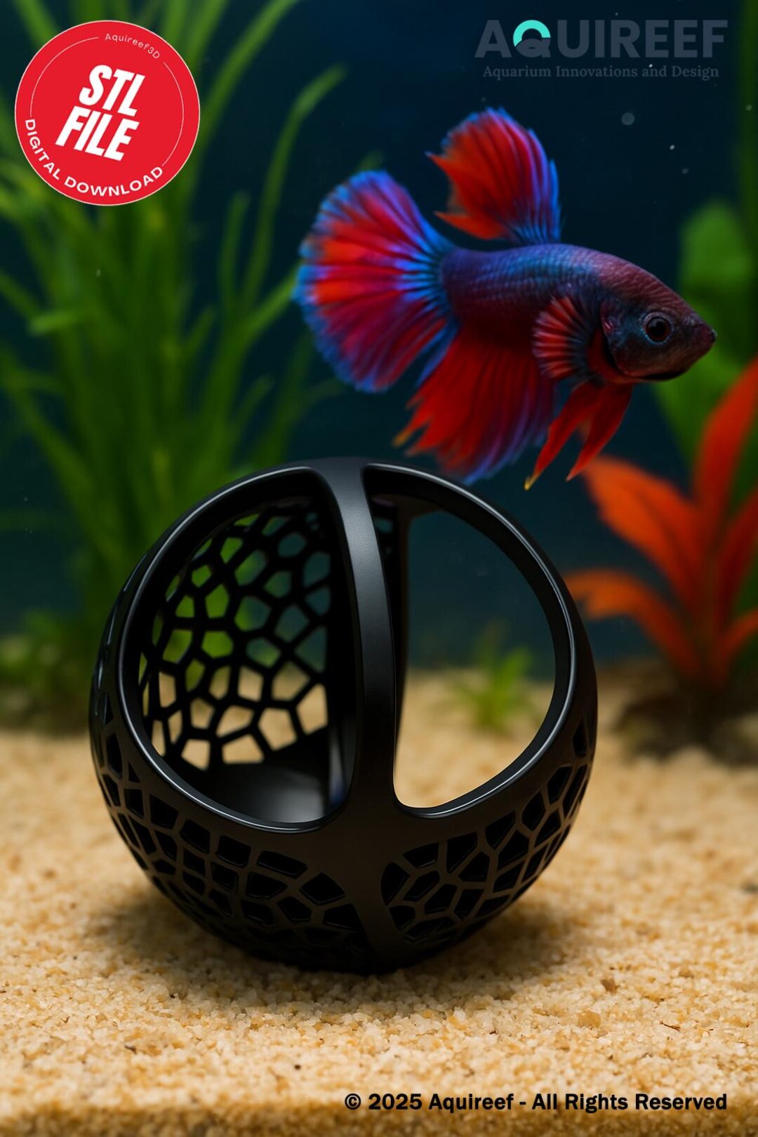 3D Printable Betta Cave Hammock STL - Floating, Mounted & Free ...