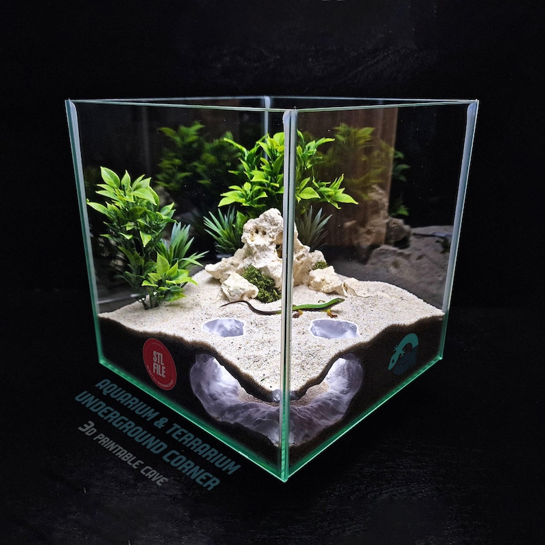 Aquarium & Terrarium Cave – Corner Reptile Hide, Shrimp Tunnel, Fish ...