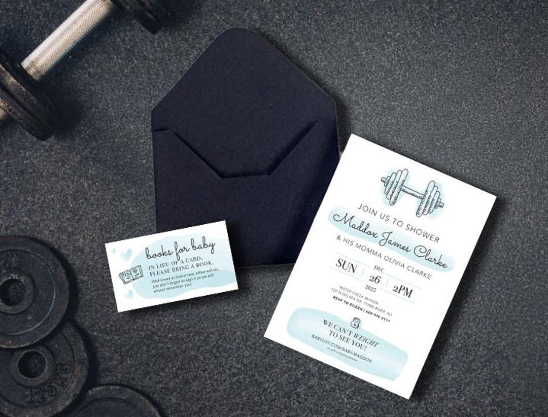 Fit-themed Baby Shower Invitation | Workout, Muscle, Gym Party ...