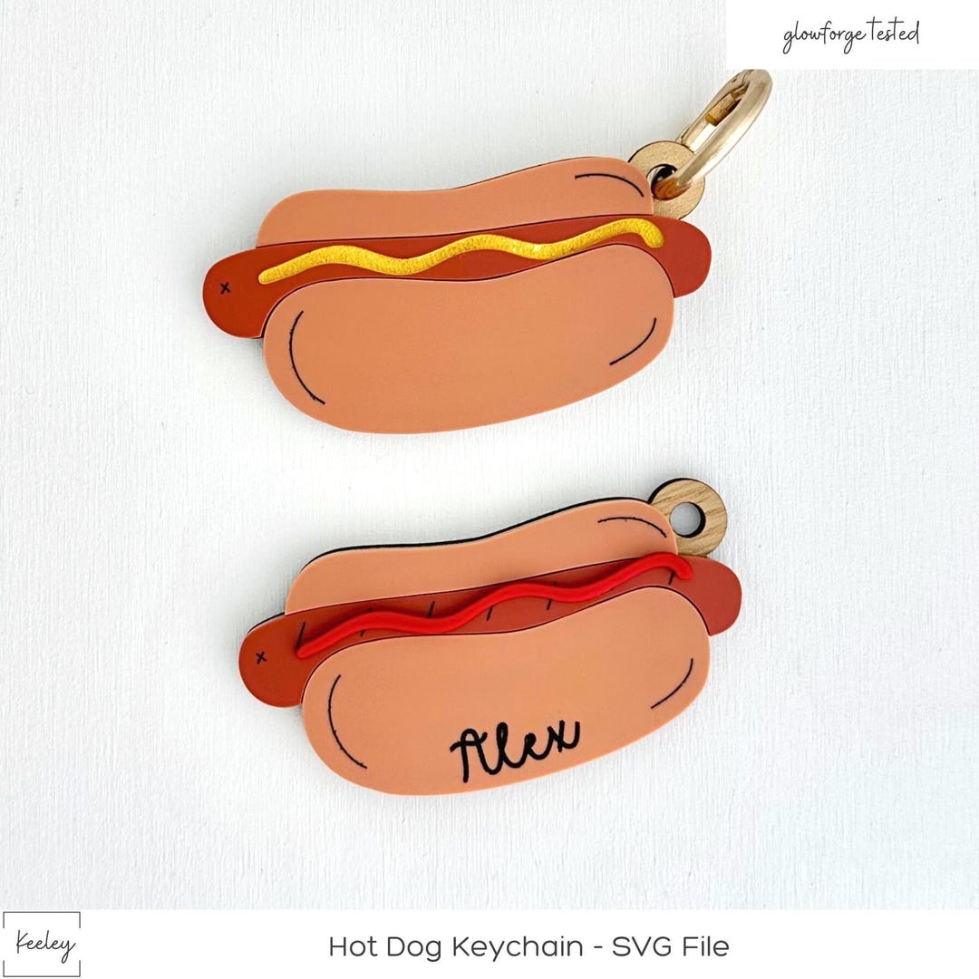 SVG File | Personalized Hot Dog Keychain Mustard Ketchup Laser Cut File ...