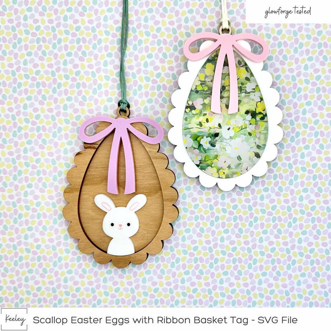 SVG File | Scallop Easter Eggs With Ribbon Basket Tags | Laser Cut File ...