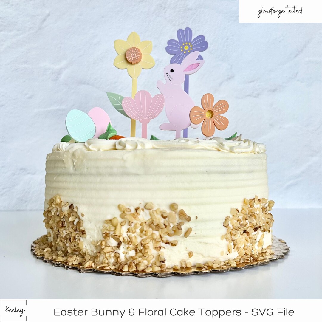 SVG File | Easter Bunny Cake Topper SVG Spring Floral Svg File Laser ...