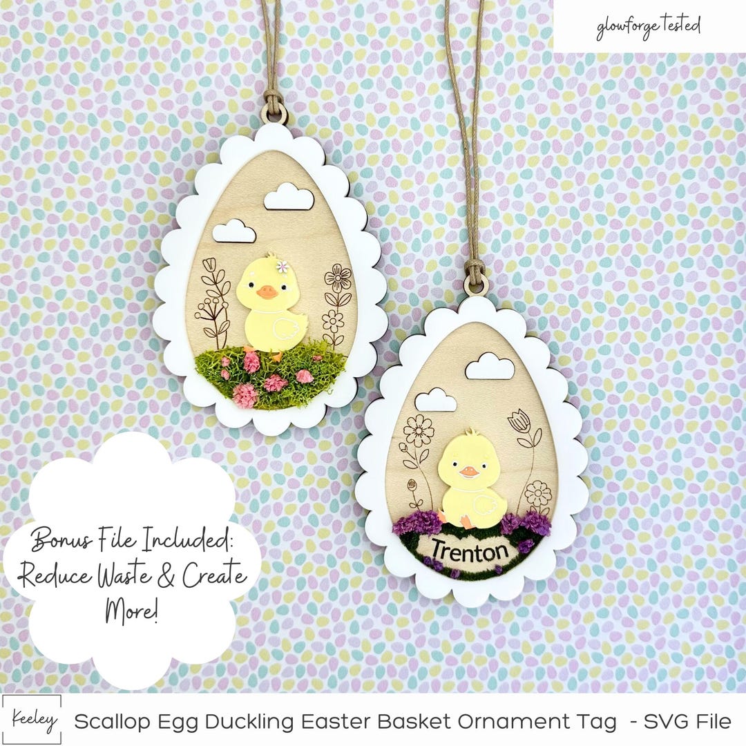 SVG File | Scallop Egg Duckling Easter Basket Ornament Tag | Laser Cut ...