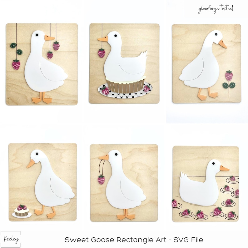 SVG File | Sweet Goose Rectangle Art Bundle SVG | Laser Cut File ...