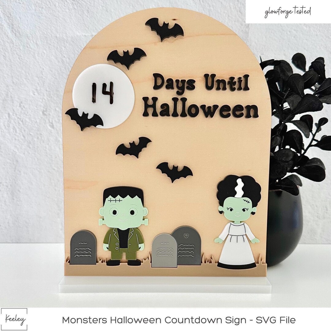 SVG File | Monsters Halloween Countdown Sign Spooky Cute Laser Cut File ...