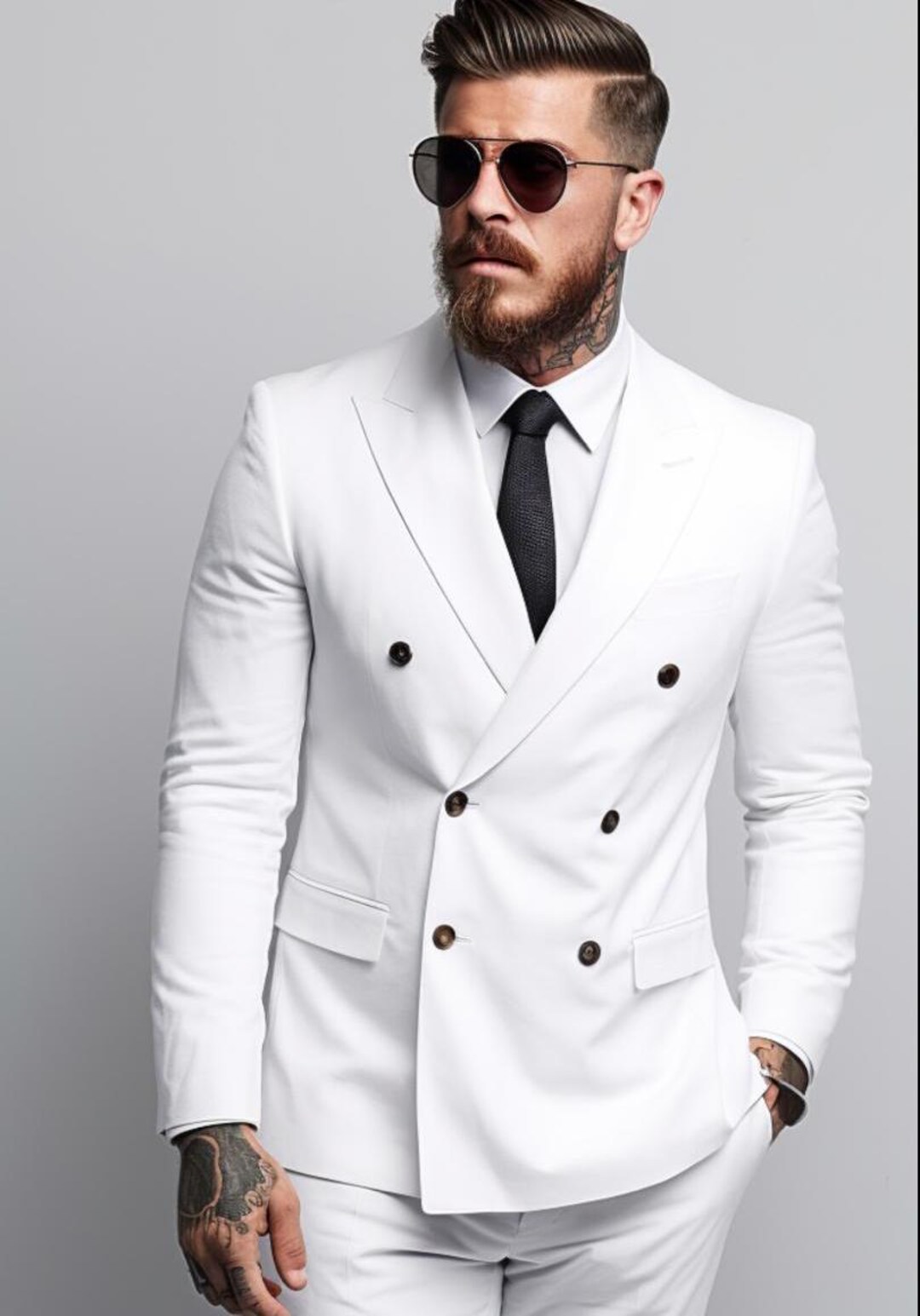 White Double Breasted Wedding Suit for Men - Etsy