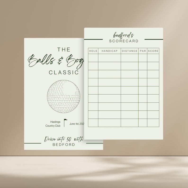 Custom Golf Scorecards Template: Bachelor Party, Tournaments (digital ...