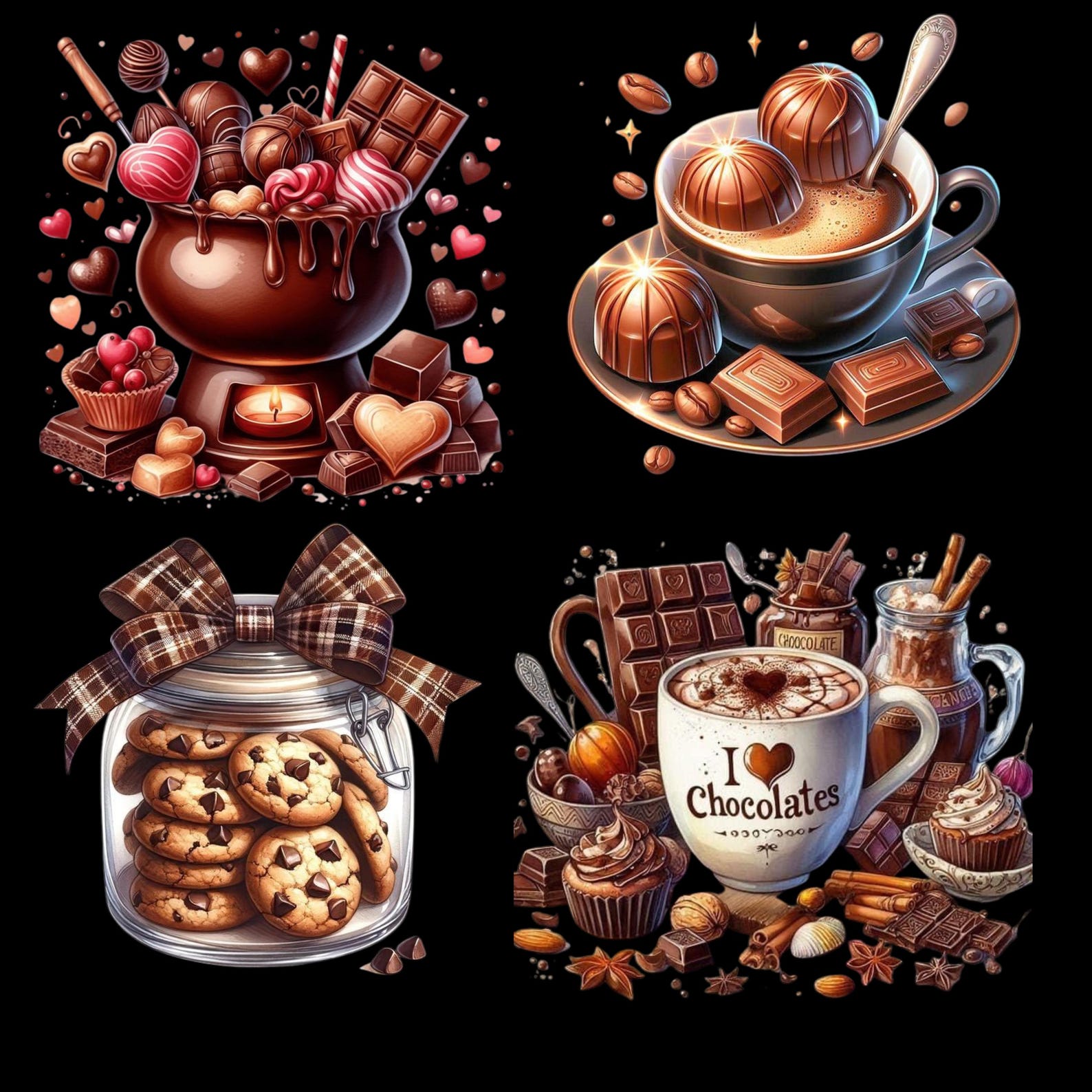 Watercolor Chocolate Clipart Set: Desserts & Coffee PNG Graphics ...