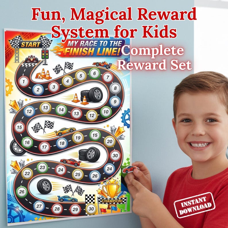 Race Car Reward Chart for Boys | Racing Sticker System (PDF Download ...