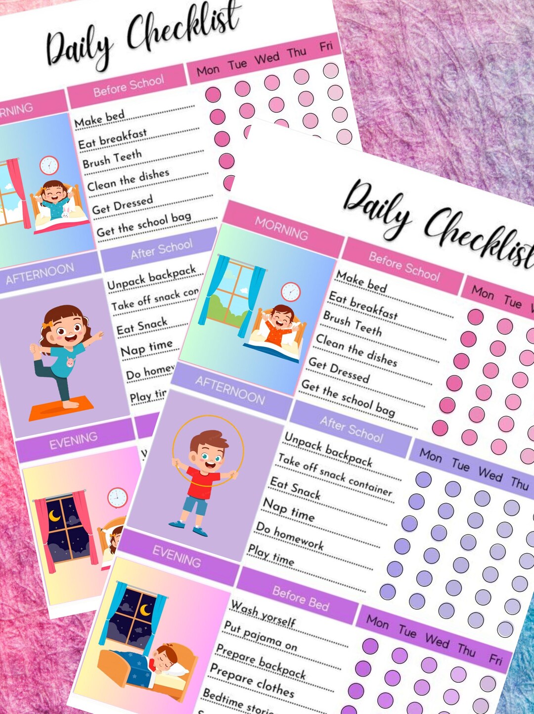Daily Checklist for Boys and Girls - Etsy