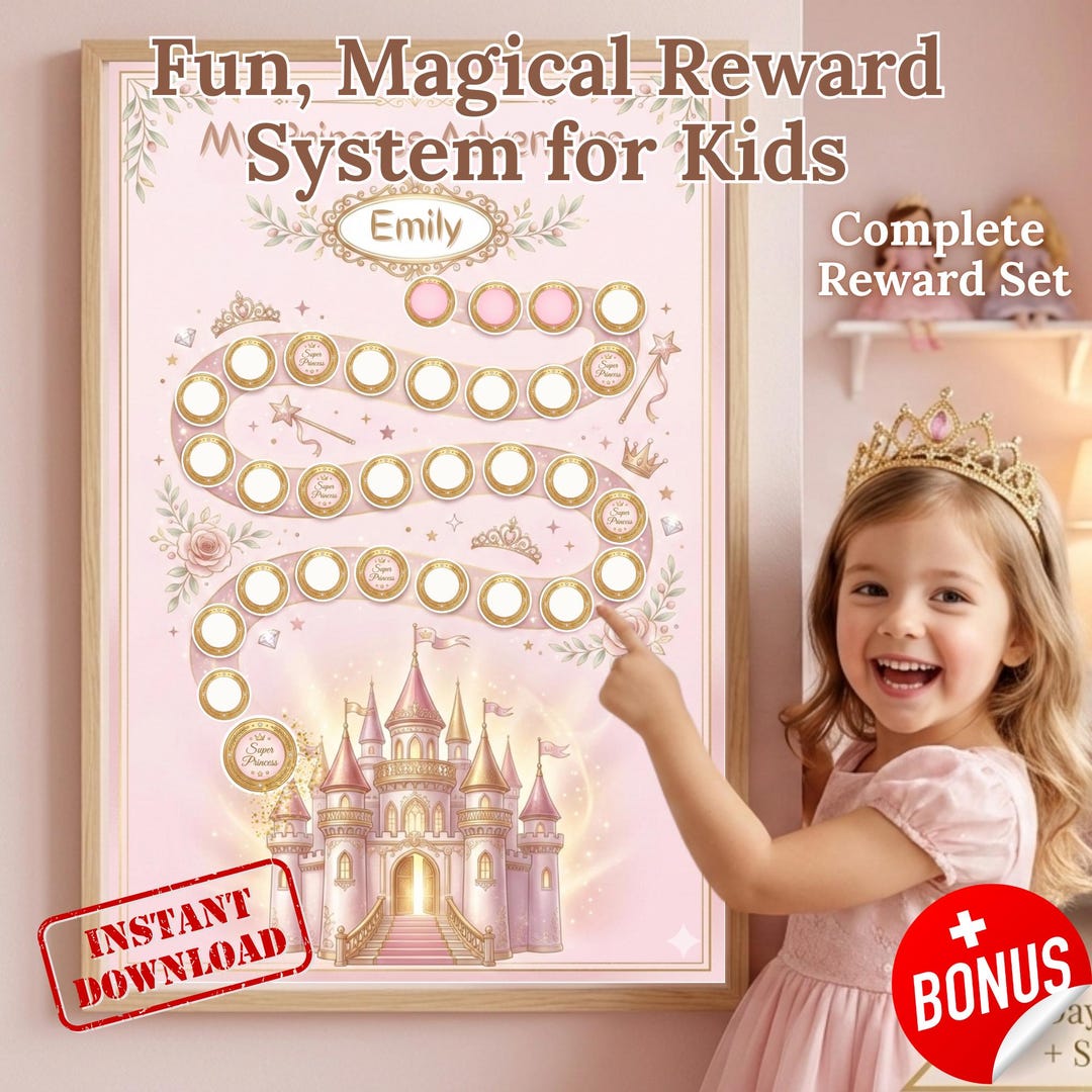 Princess Reward Chart for Kids | Magical Routine, Chore, Behavior ...