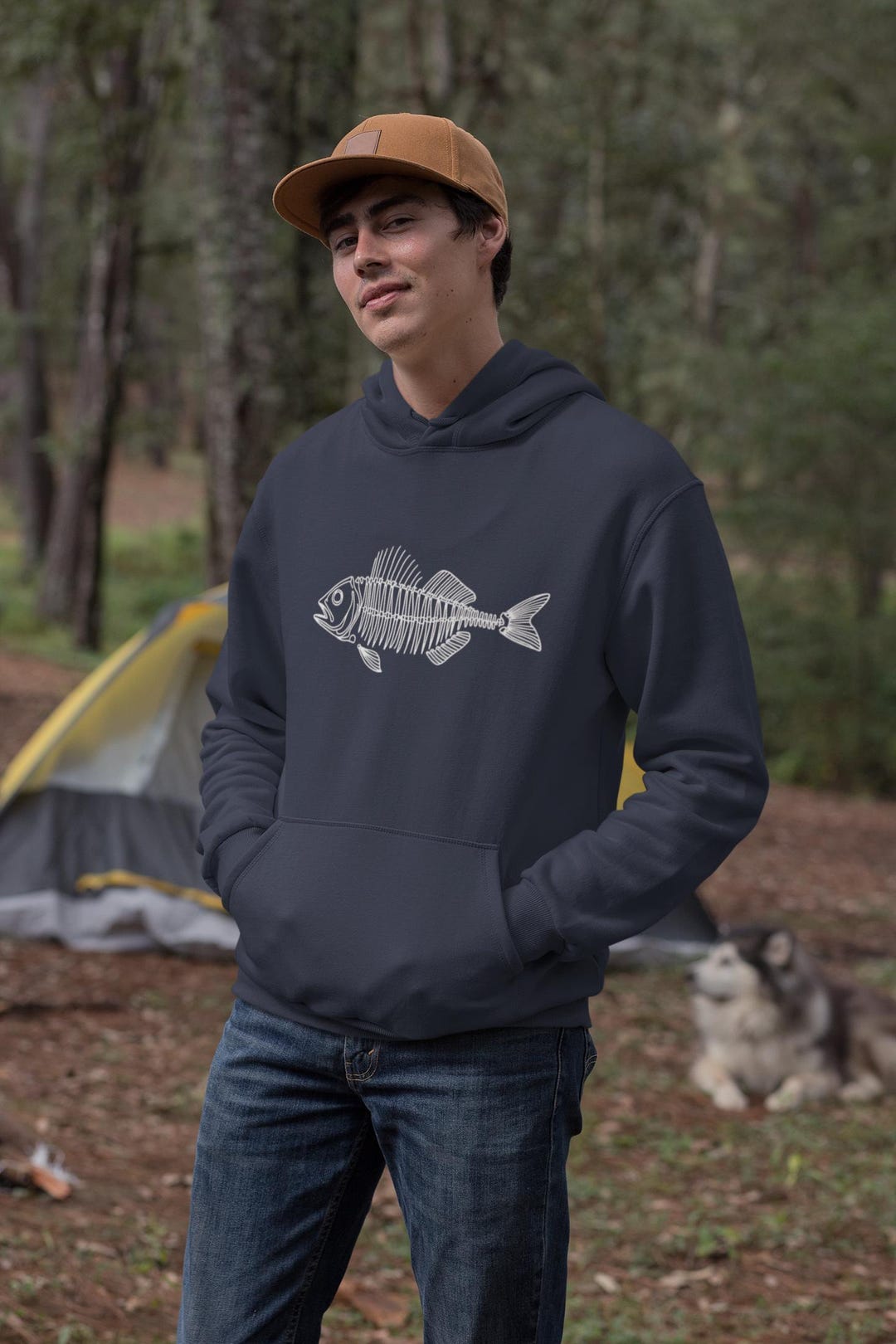 Skeletal Fish Hoodie Fishbone Design for Fishing Enthusiasts, Fish ...