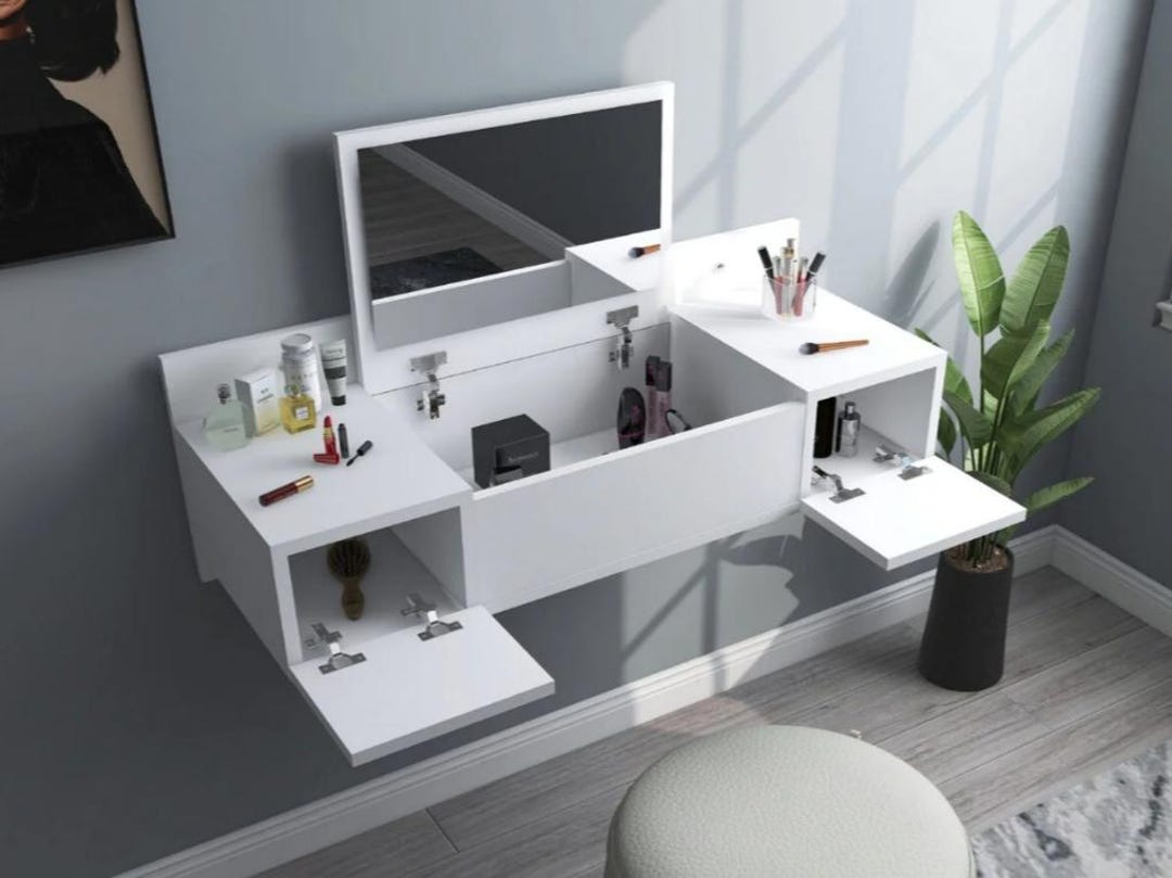 Floating Makeup Table,with Three Drawers,makeup Organizer,dressing ...