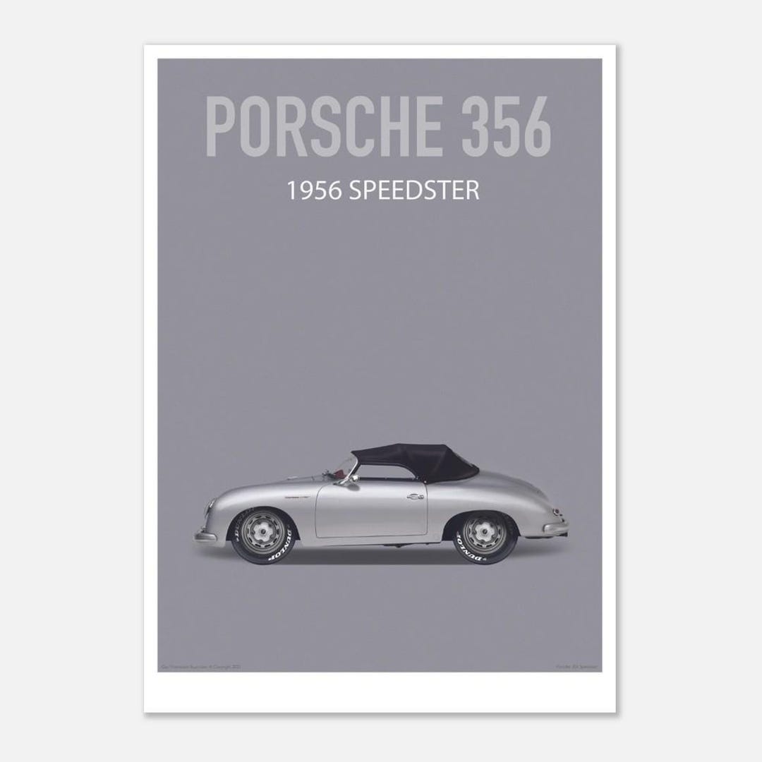 Porsche 356 Speedster Illustration Print - Premium Matte Paper Poster ...