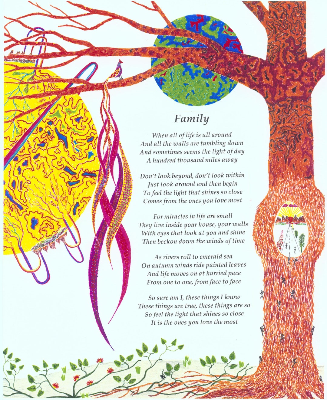 For FAMILIES: Art Poem Gift for Family and Loved Ones Pointillism ...