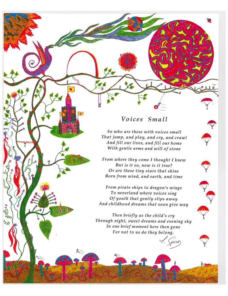 For PARENTS and CHILDREN: Art Poem Gift Pointillism Drawing and Message ...
