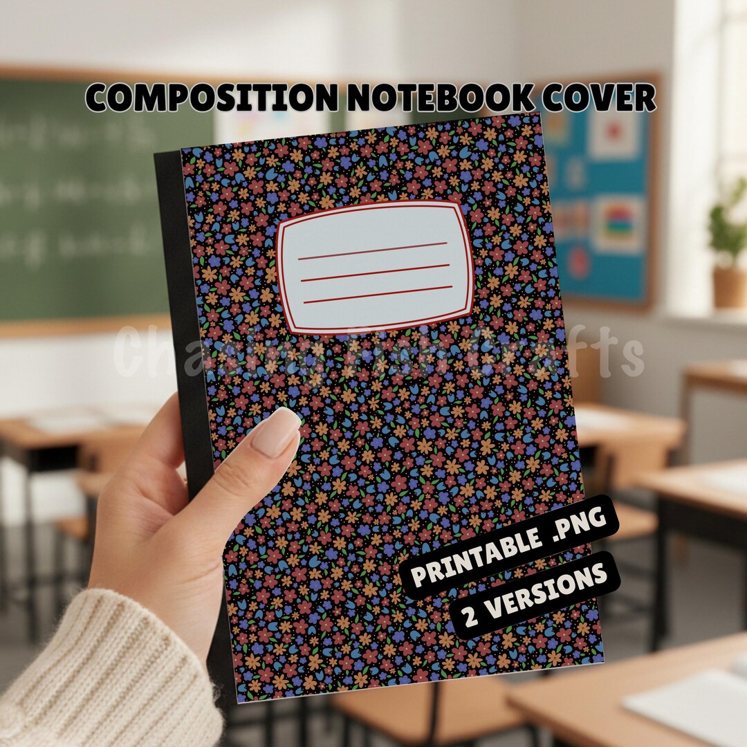 Ditsy Floral Composition Notebook Cover PNG - Printable Design - Etsy