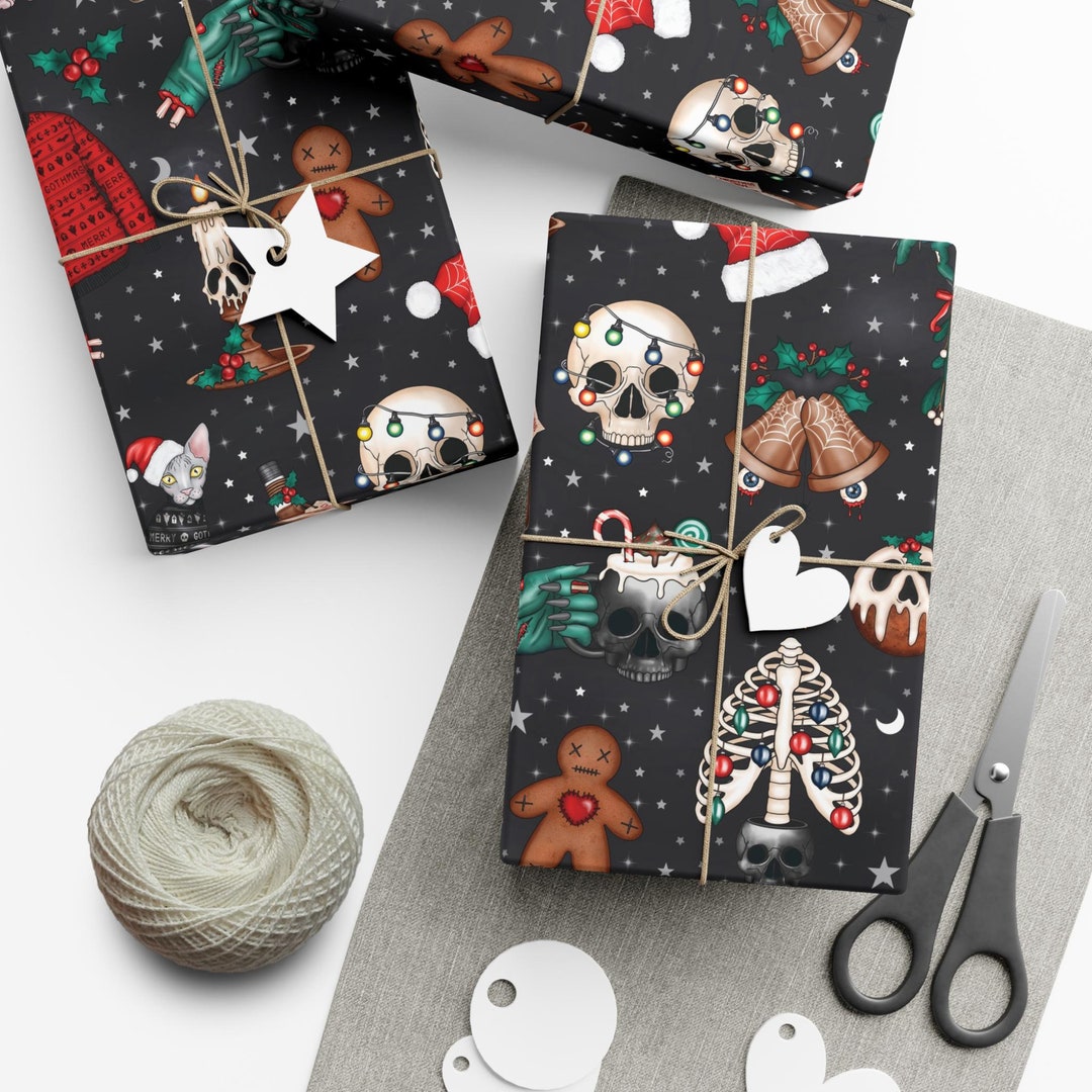 Creepy Cute Christmas Wrapping Papers, Reindeer Skeleton Skull Voodoo ...