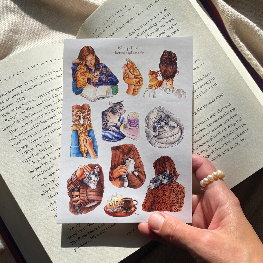 Cozy Cat Watercolor Sticker Sheet – Bujo & Scrapbook - Etsy