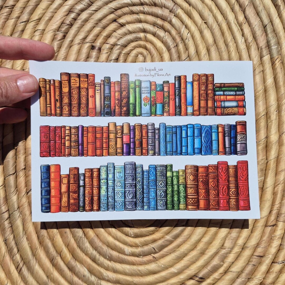 Vintage Books Sticker Sheet - Bookshelf for Reading Journal, Bullet ...