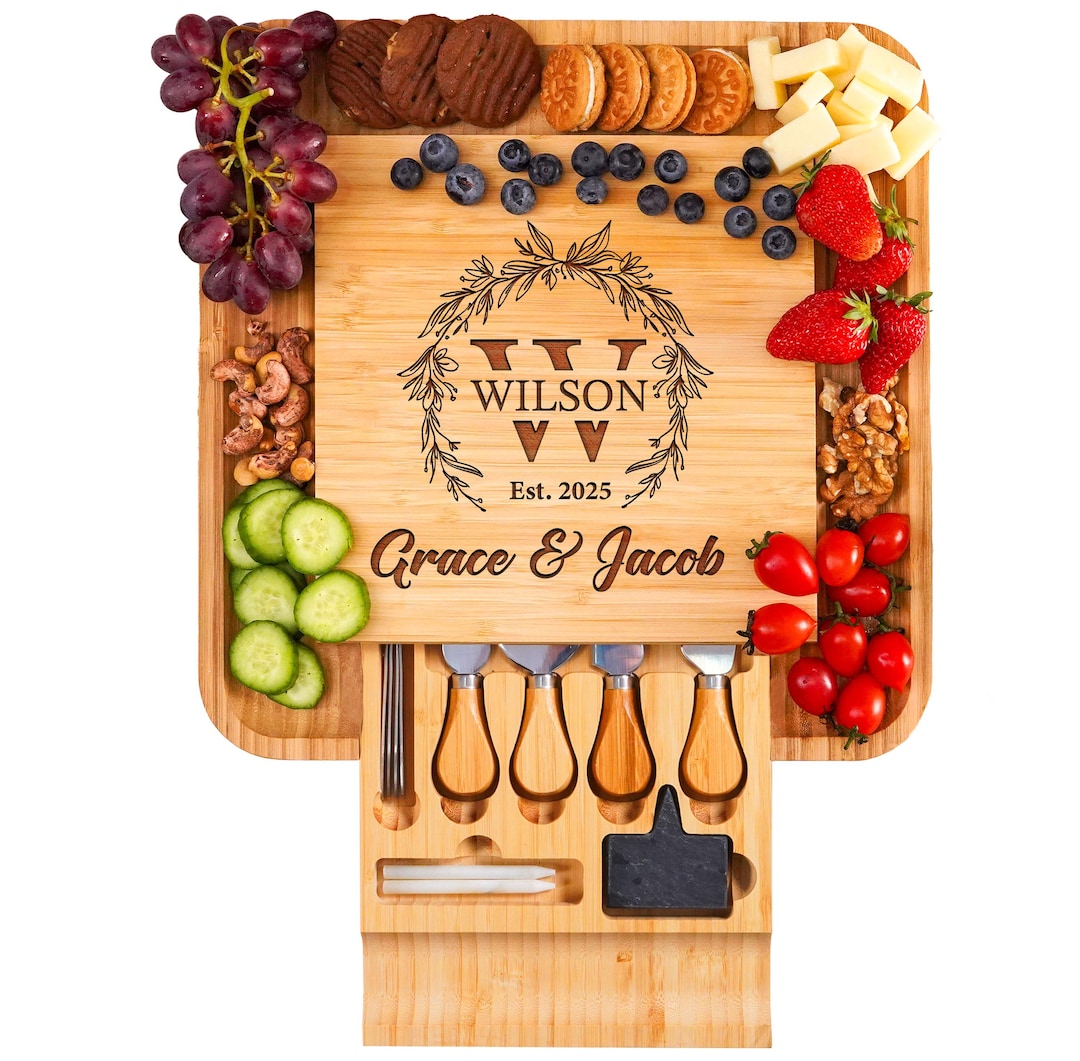 Personalized Bamboo Charcuterie Board, Wedding Anniversary Gift - Etsy