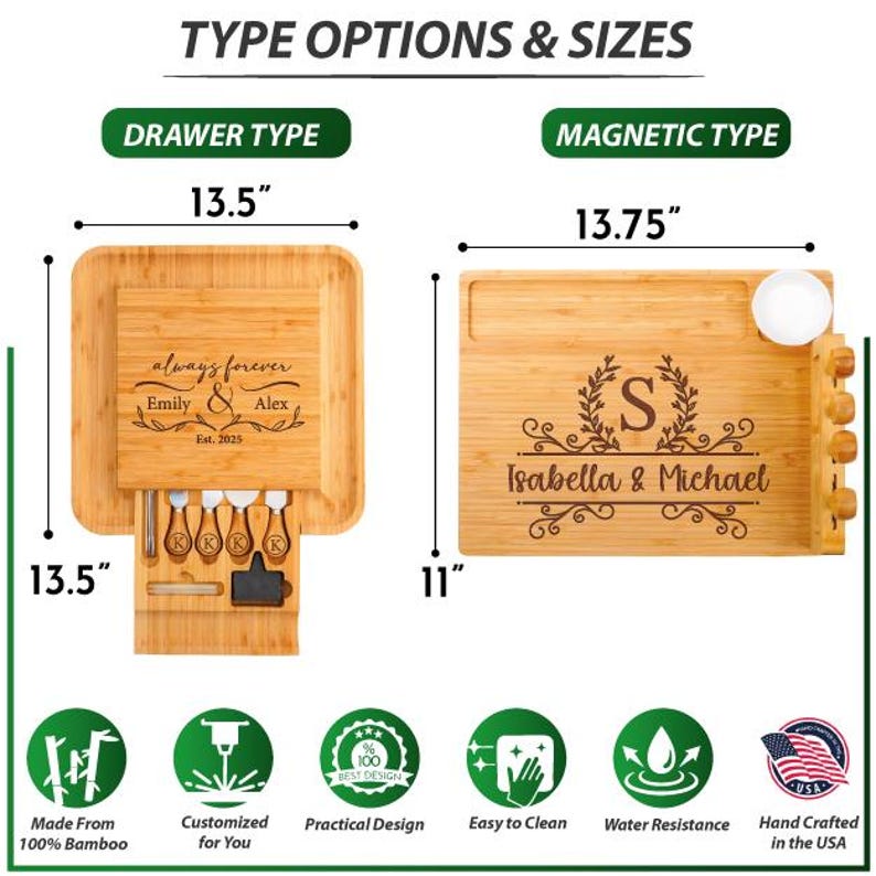 Personalized Bamboo Charcuterie Board, Wedding Anniversary Gift - Etsy
