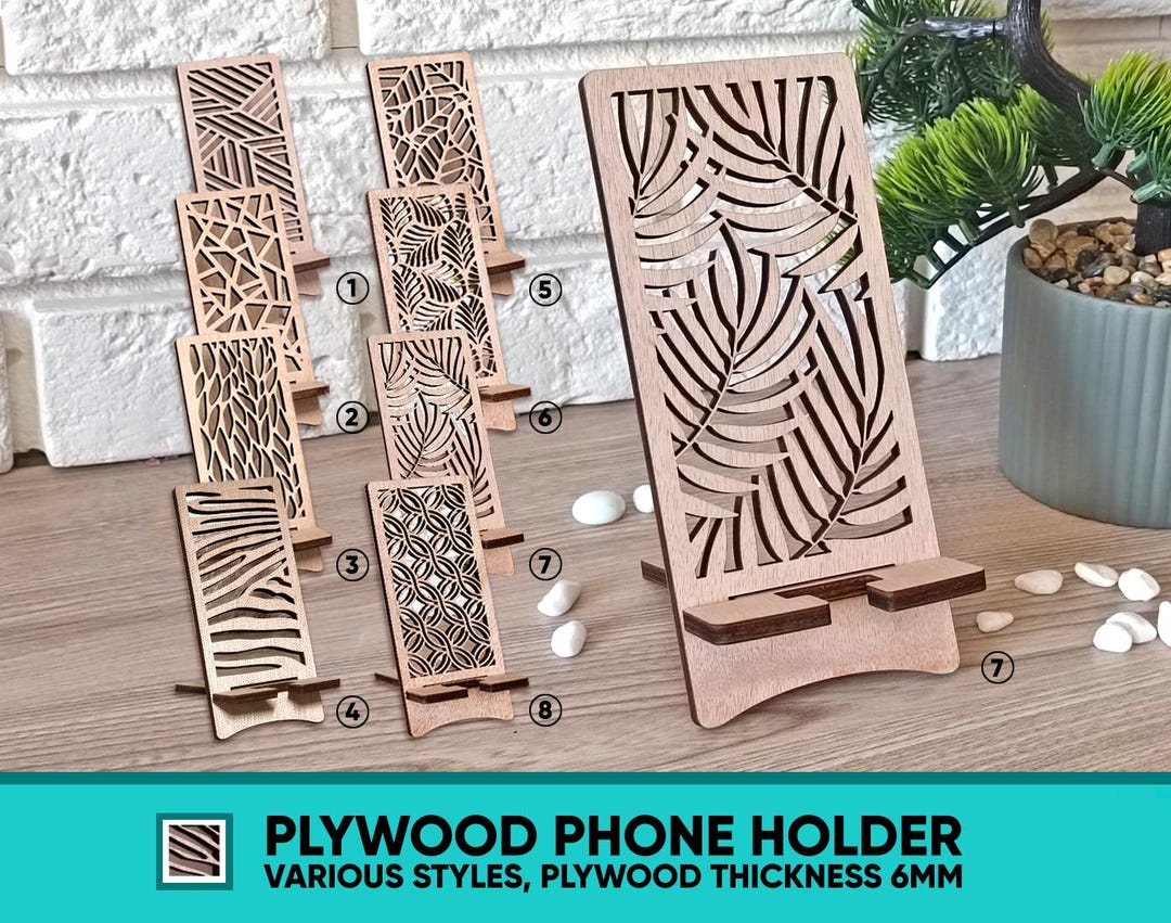 Laser Cut Wood Phone Holder: Custom Mobile Stand - Etsy