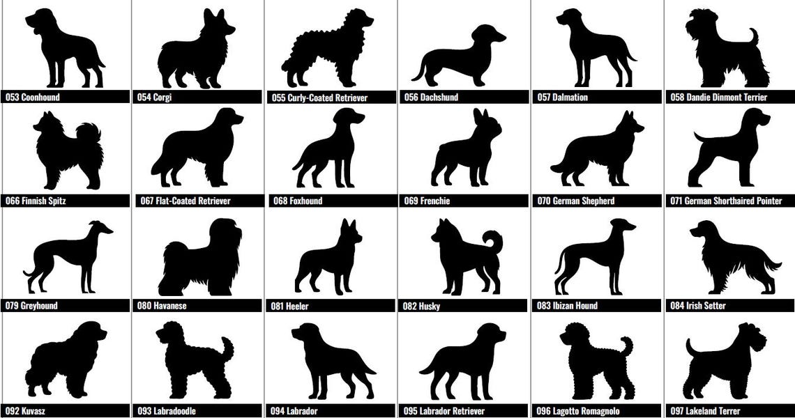 Dog Silhouette Car Decal, 150 BREEDS to Choose From! Dog Car Window ...
