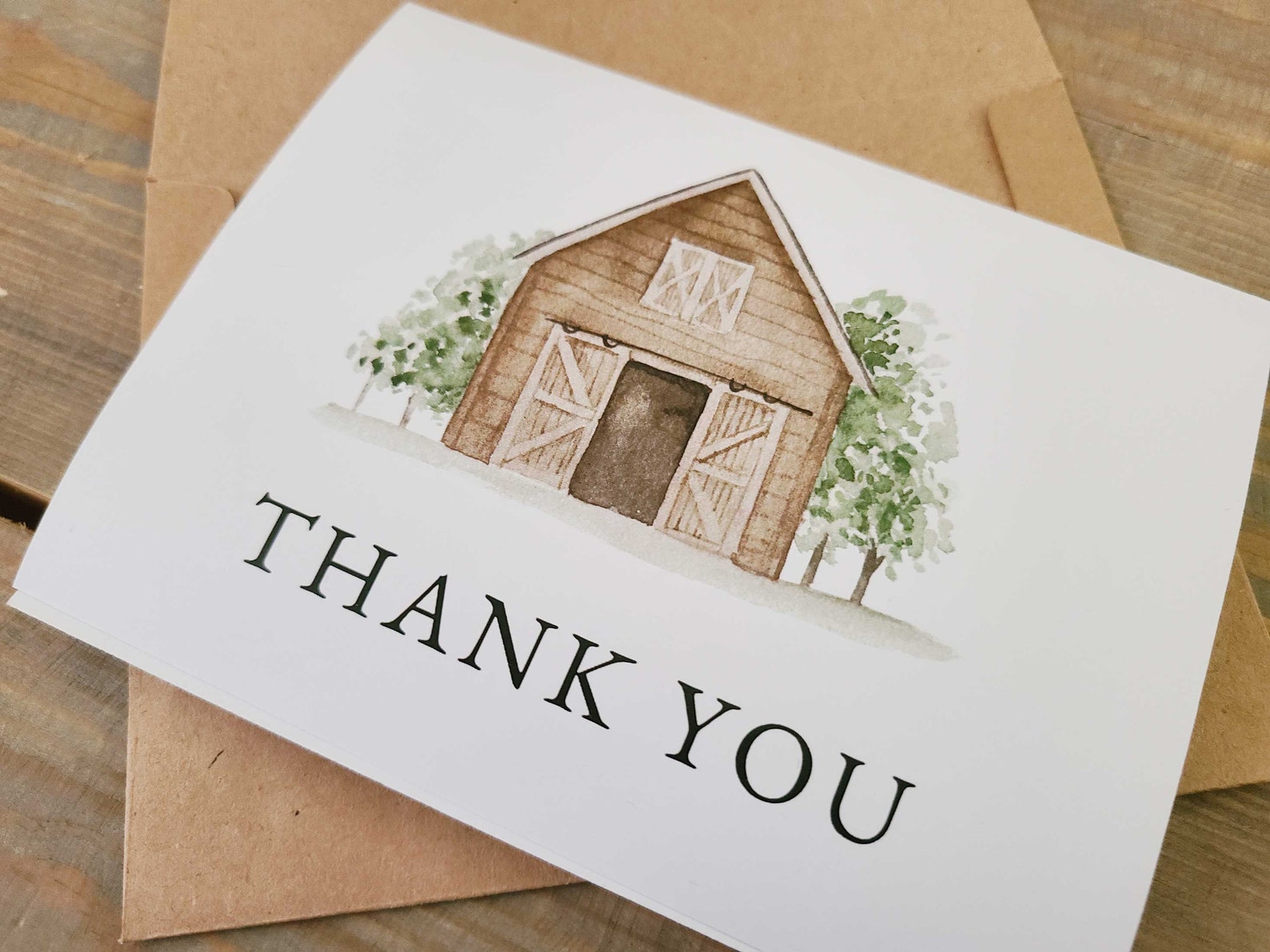 Barn Thank You Note Card Rustic Thank You Card With Envelope - Etsy