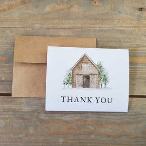 Barn Thank You Note Card, Rustic Thank You Card With Envelope, Farm ...