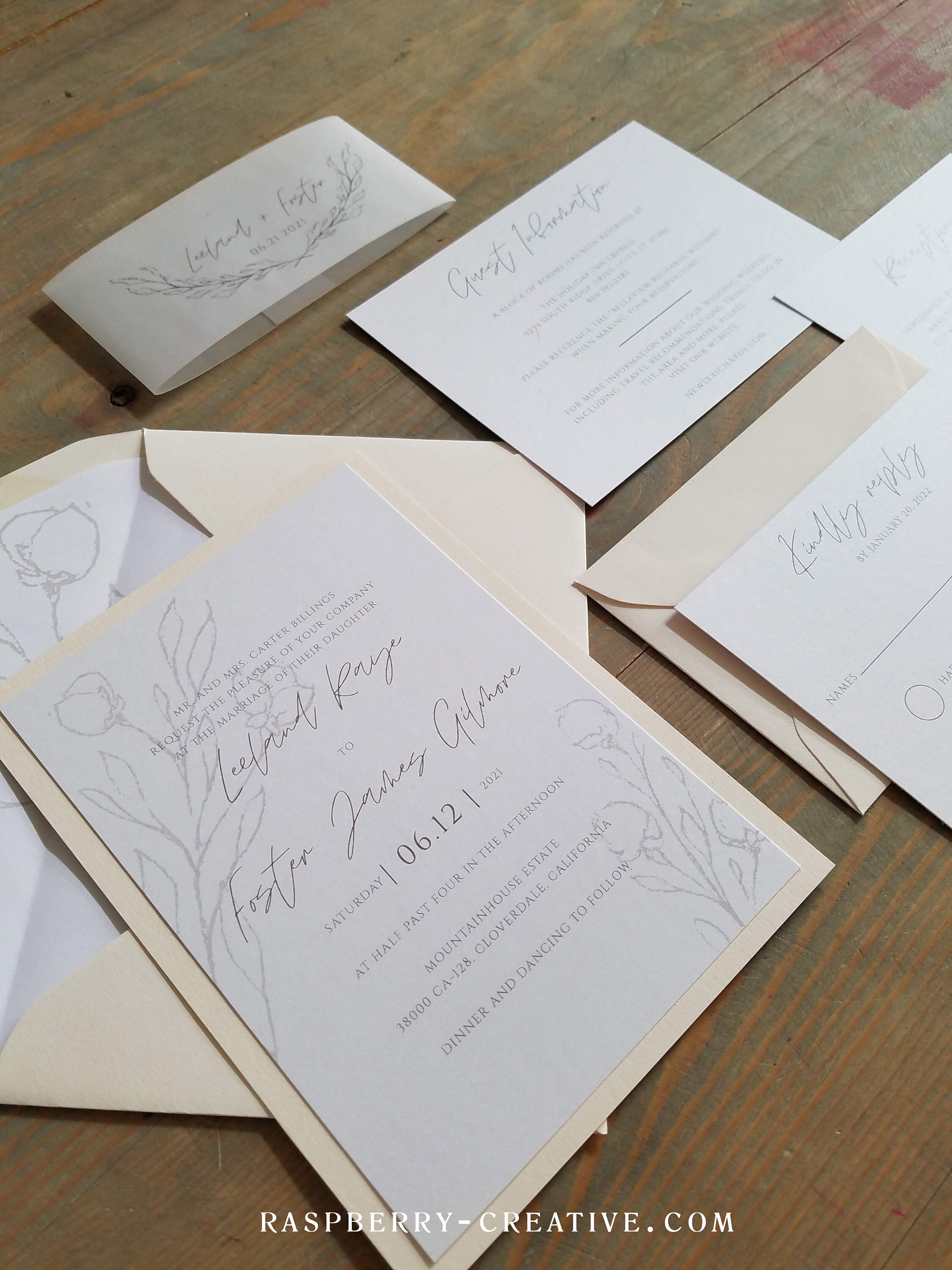 Soft Pink Modern Wedding Invitation Set with Vellum Belly | Etsy