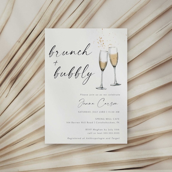 Champagne Brunch Bridal Shower Invitations - Etsy