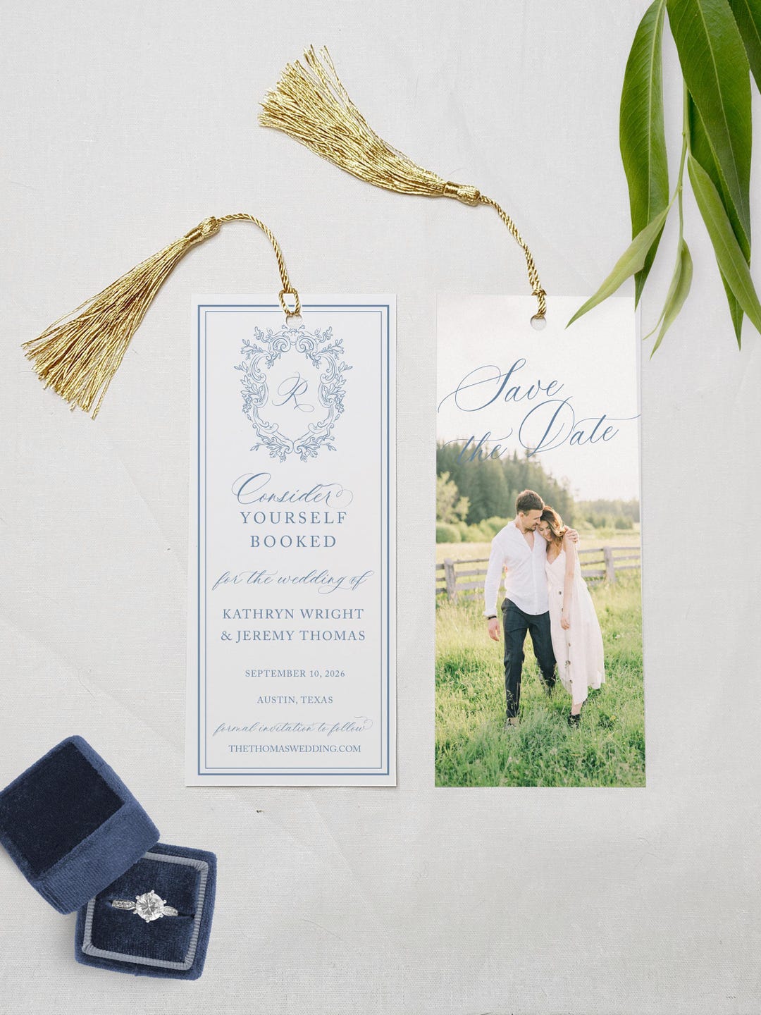 Elegant Save the Date Bookmark, Photo Save the Date, Vintage Book Theme ...