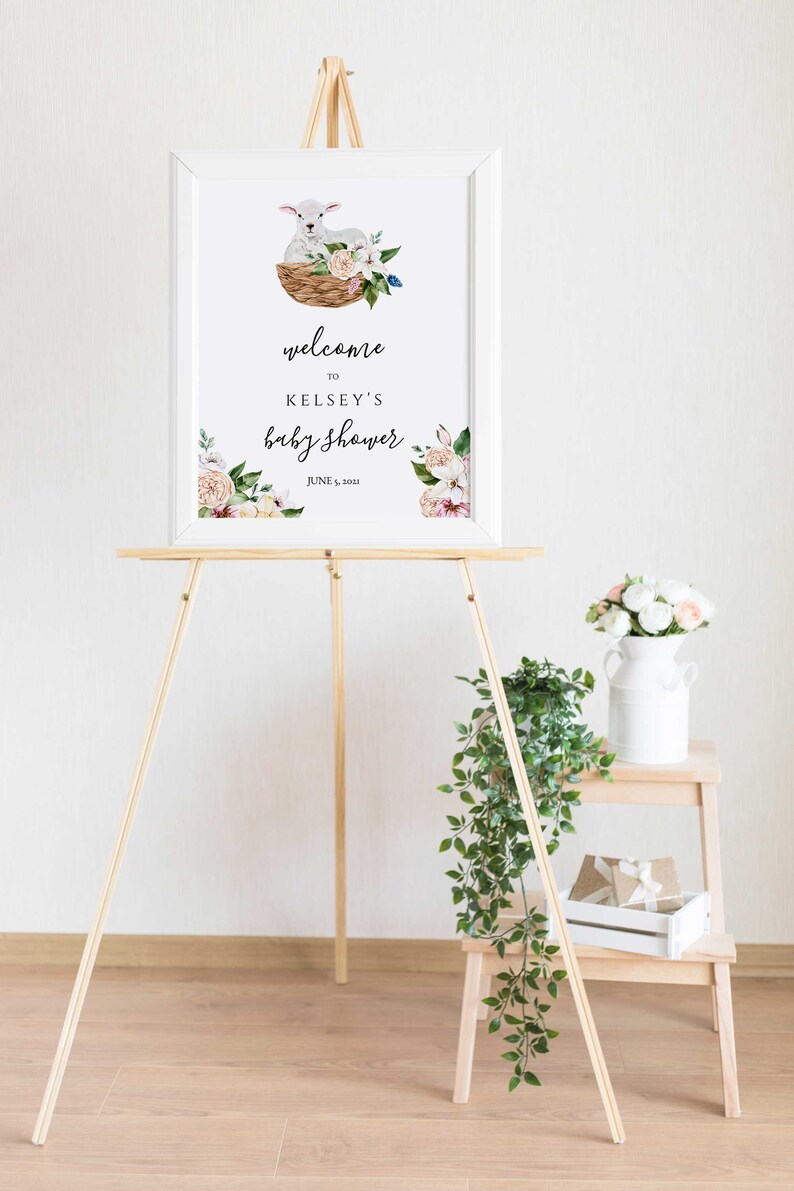 Lamb Baby Shower Welcome Sign Little Lamb Baby Shower Welcome | Etsy