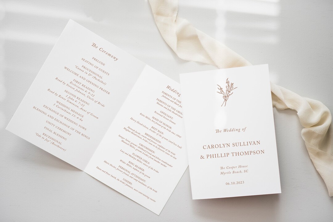 Order of Ceremony Booklet, Classic Monogram Crest Wedding Program ...