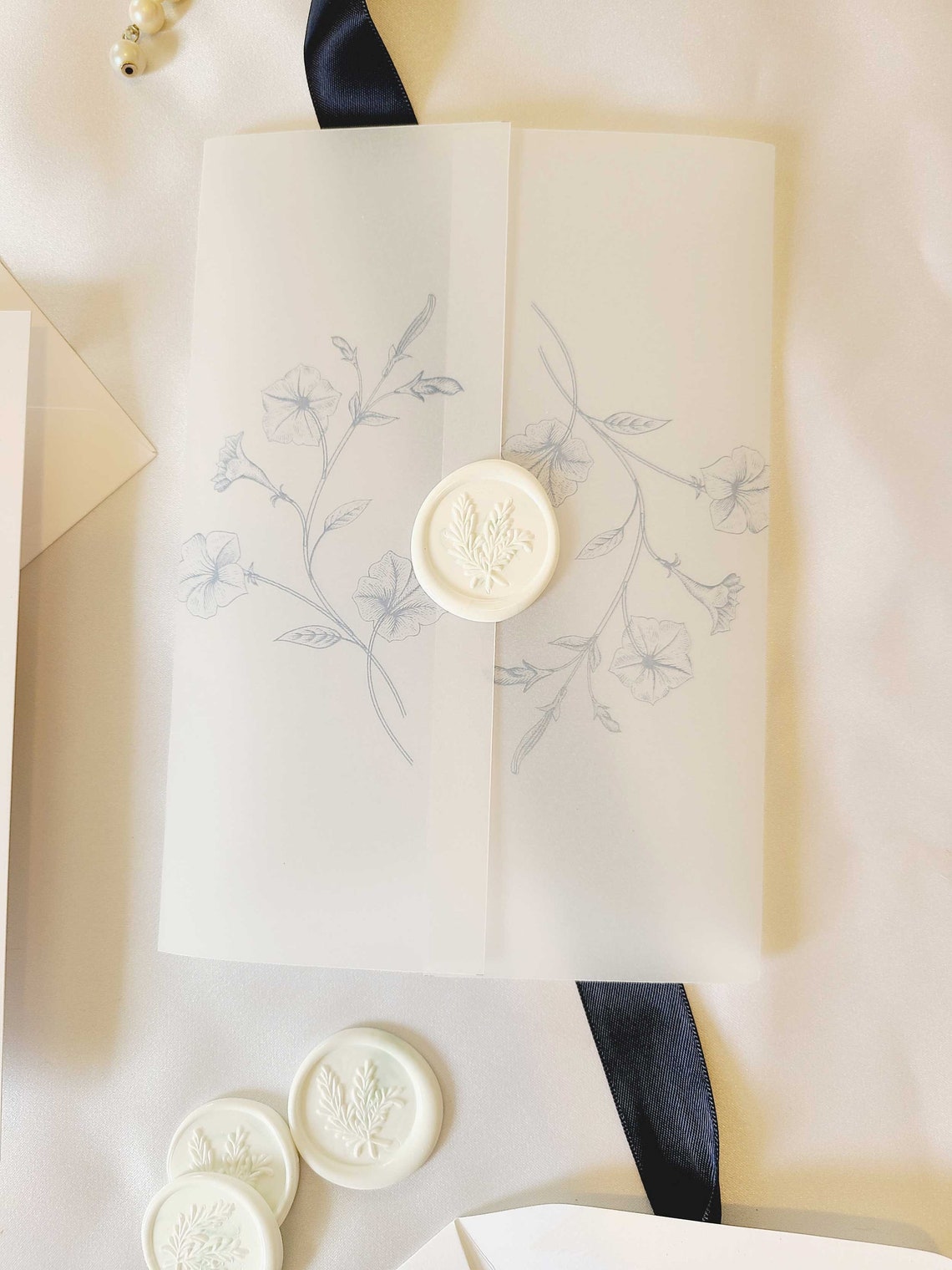 Vellum Wedding Invitation Vellum Jacket With French Blue - Etsy