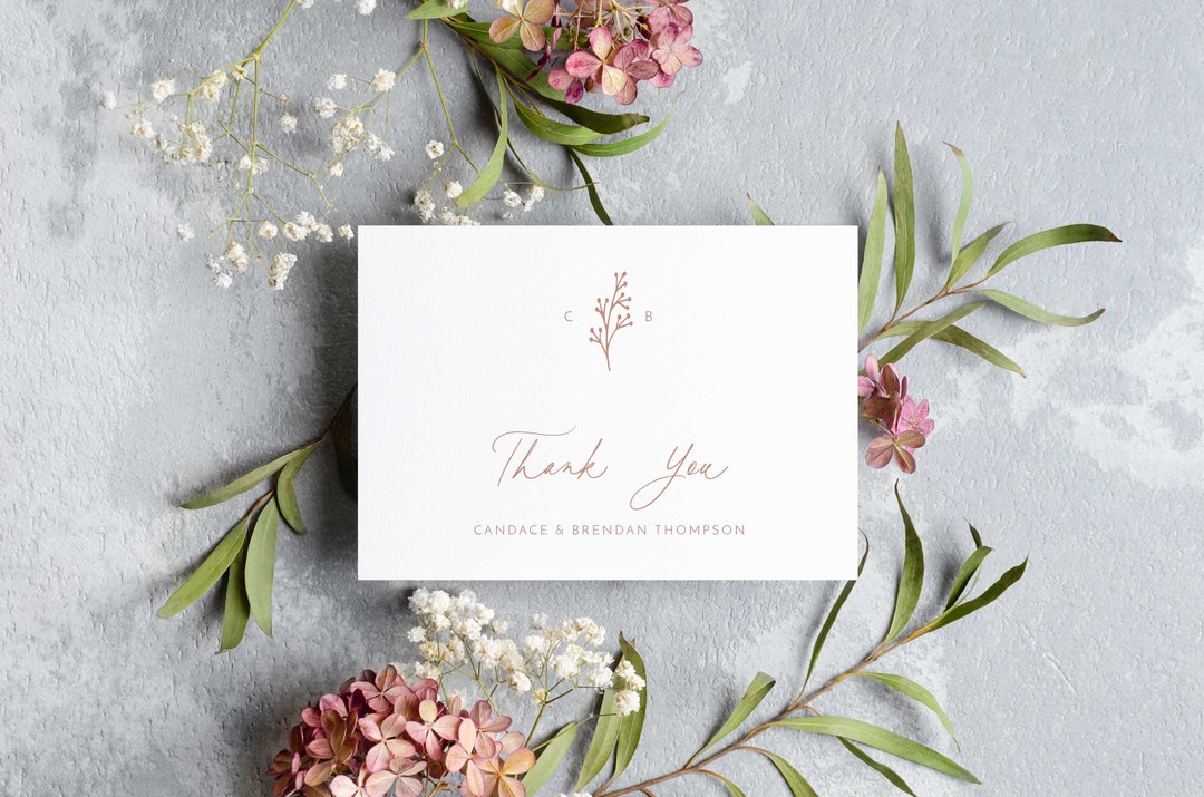 Elegant Thank You Note Card, Elegant Thank You Card With Envelope ...