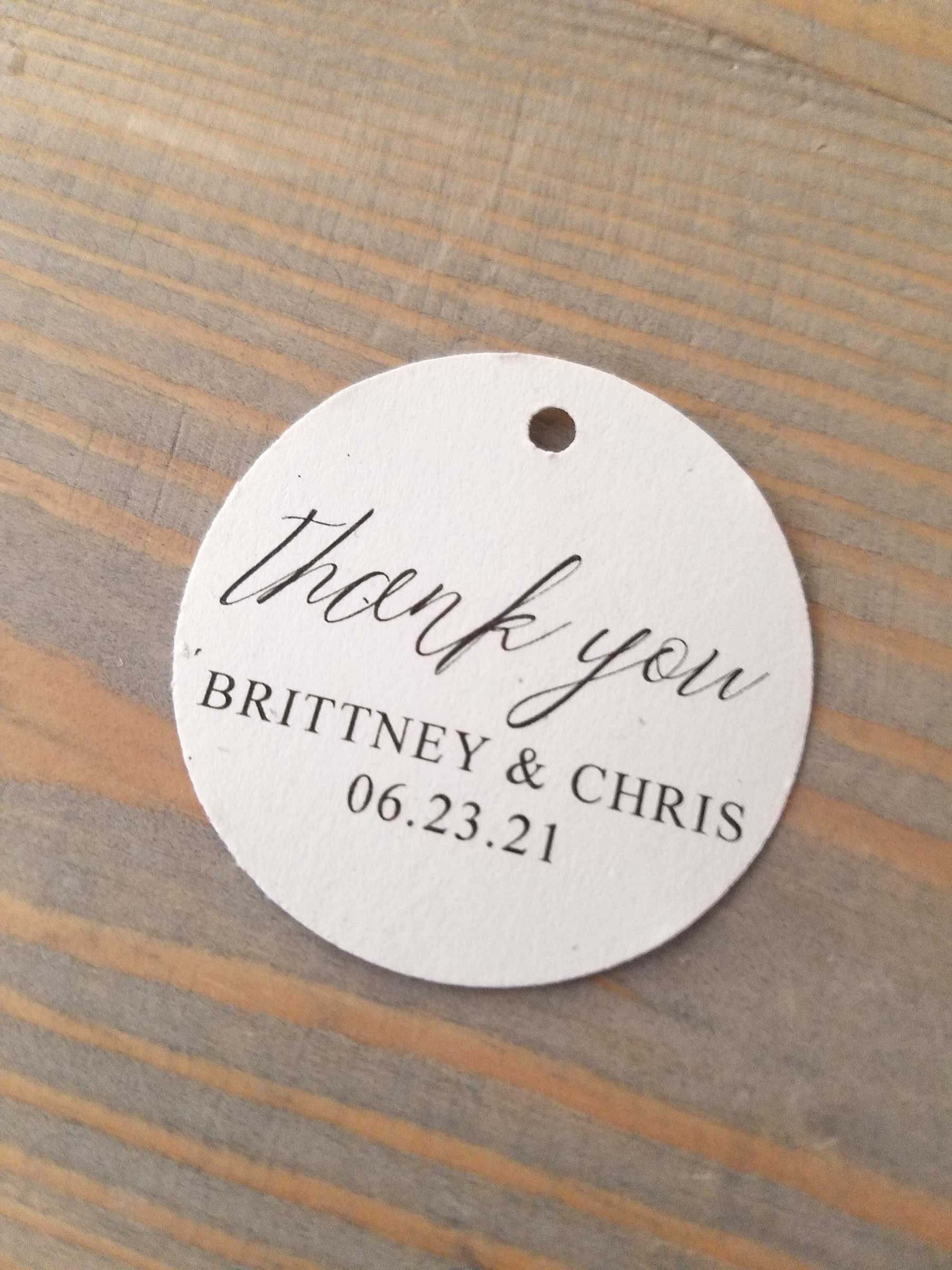Thank You Wedding Favor Tag, Round Party Favor Gift Tag for Baby Shower ...