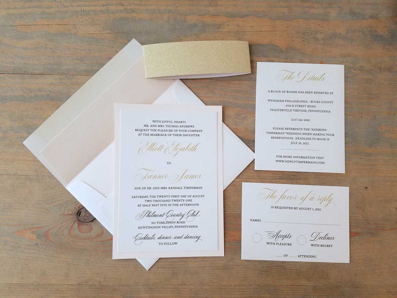 Wedding Invitation Set Printed Wedding Invites Elegant - Etsy
