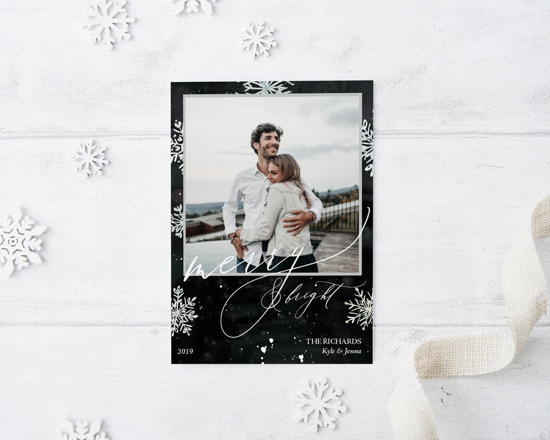 Christmas Greeting Card Winter Snowflake Photo Card With - Etsy