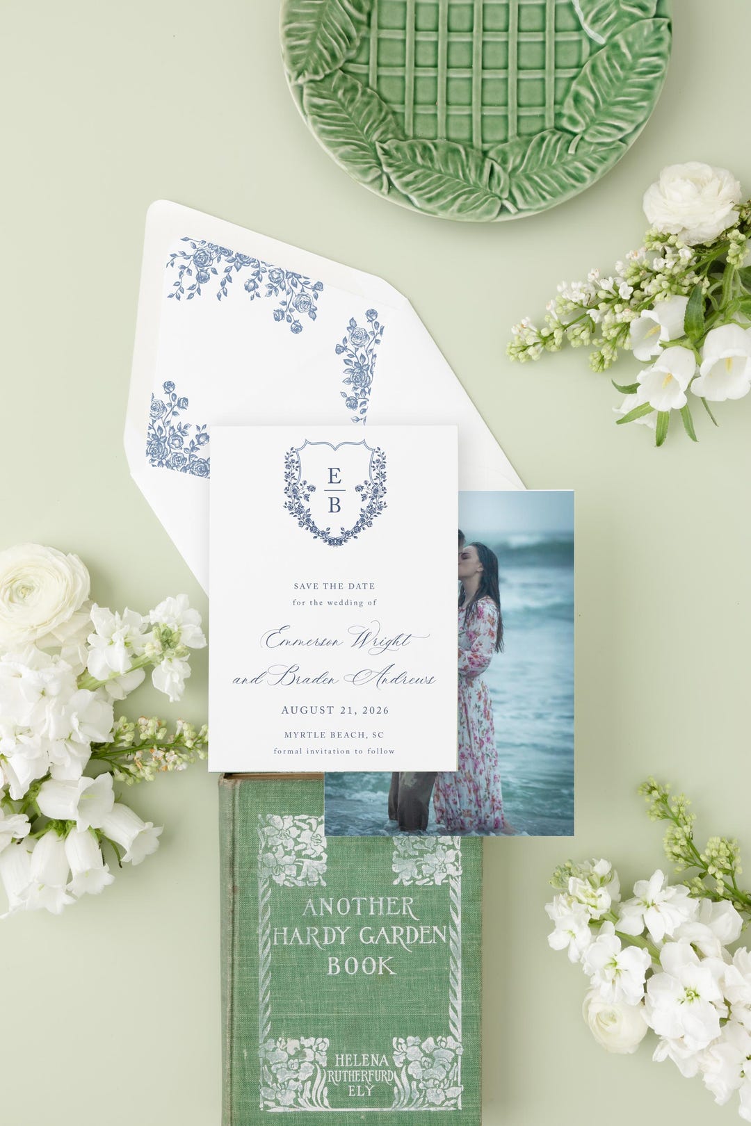 Roses Save the Date Card With Envelope, Elegant Save the Date Card ...