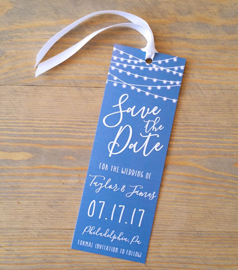 Twinkle Lights Save the Date Bookmark String Lights Save the - Etsy