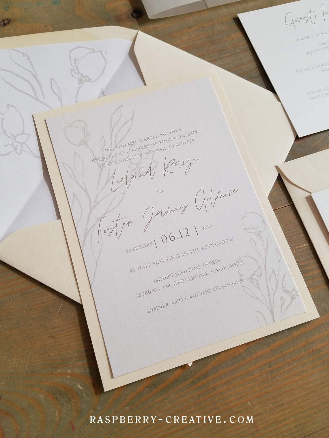 Soft Pink Modern Wedding Invitation Set With Vellum Belly - Etsy