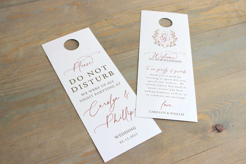 Wedding Do Not Disturb Wedding Door Hangers, Classic Door Hanger ...