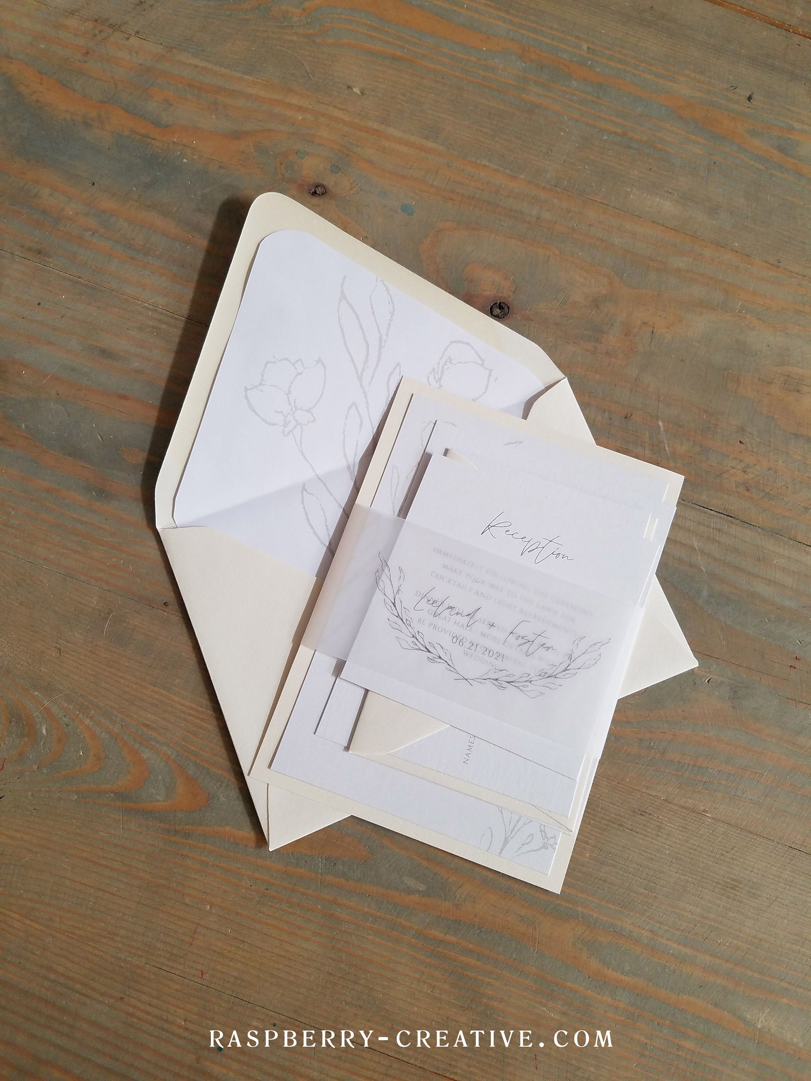 Soft Pink Modern Wedding Invitation Set With Vellum Belly | Etsy