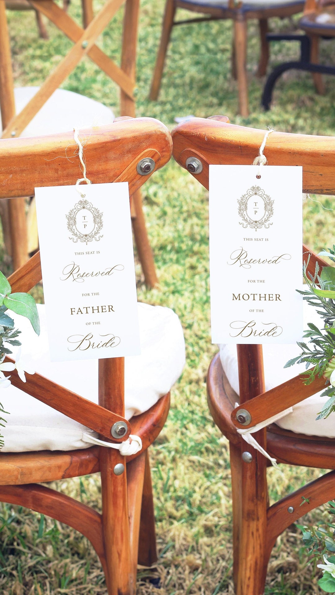Elegant Wedding Seat Sign, Wedding Reserve Seat, Ceremony Décor ...